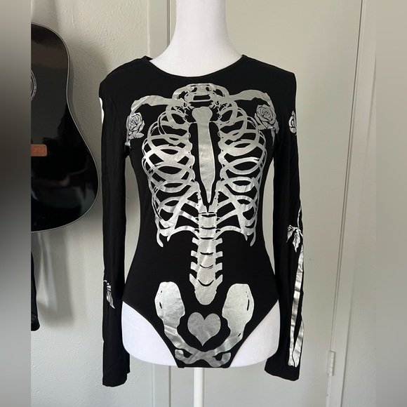SHEIN | Tops | Shein Skeleton Long Sleeve Body Suit | Poshmark